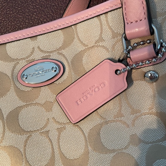 Coach | Bags | Coach Creambeige And Pink Shoulder Bag | Poshmark